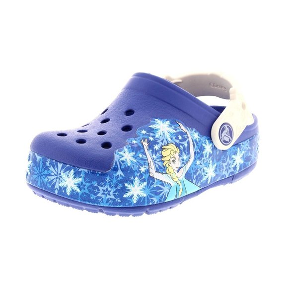 CROCS | Shoes | Crocs Blue Kids Lightup Frozen Clog Girls Size J3 ...